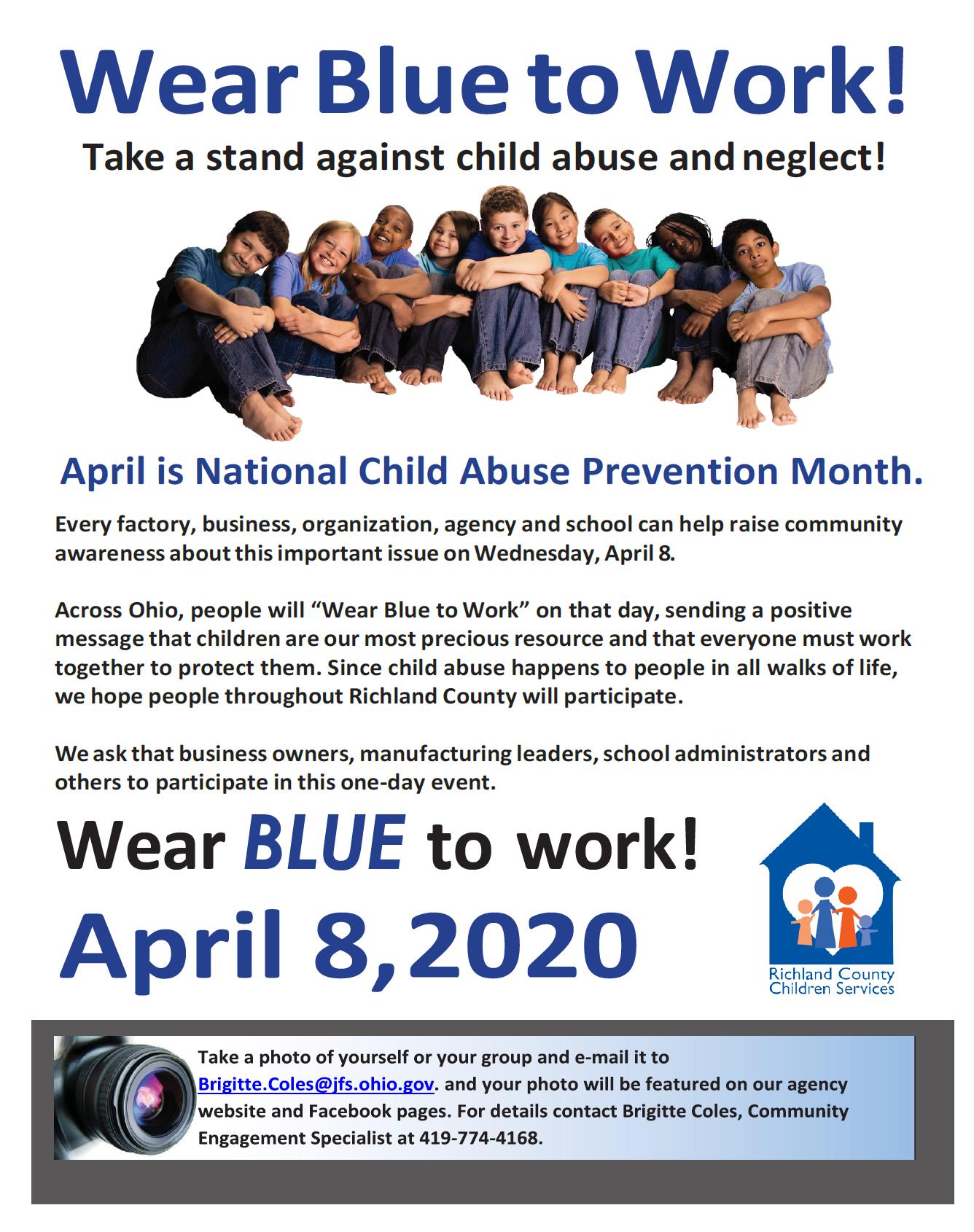 April 8 Wear Blue Day - Richland County Children Services